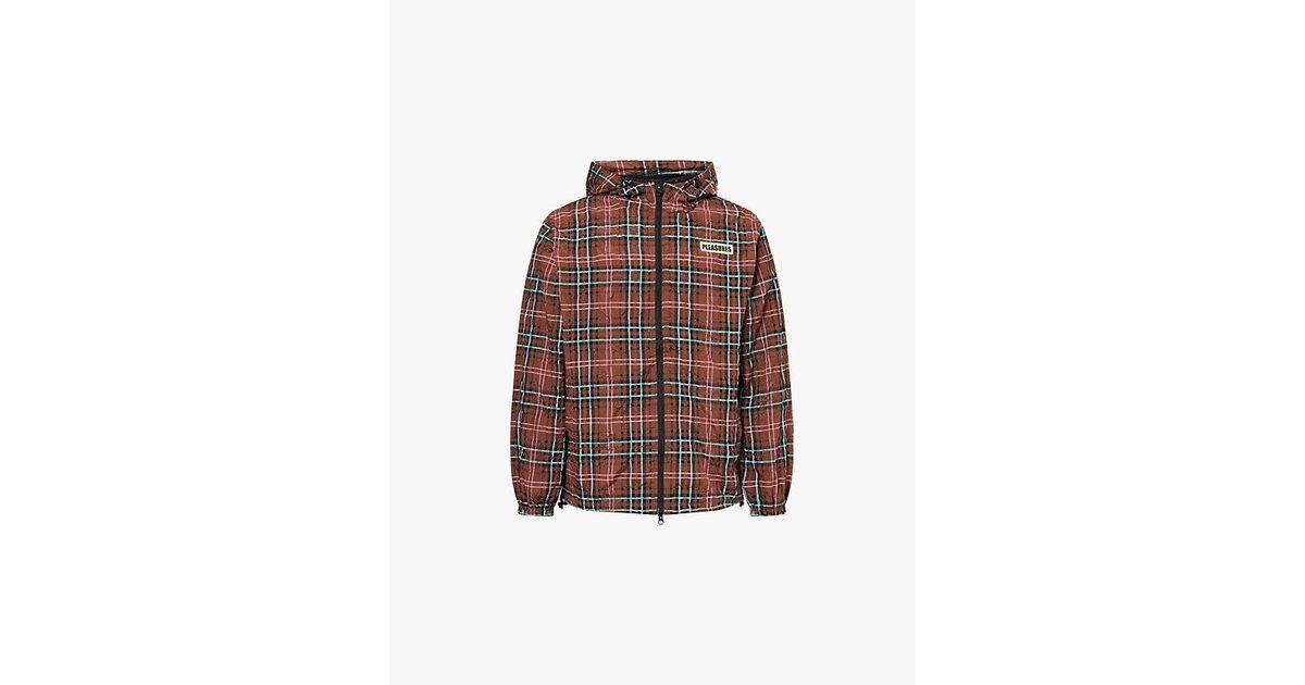 BOILER ROOM Practice Check-Print Hooded Cotton-Blend Jacket in Brown ...
