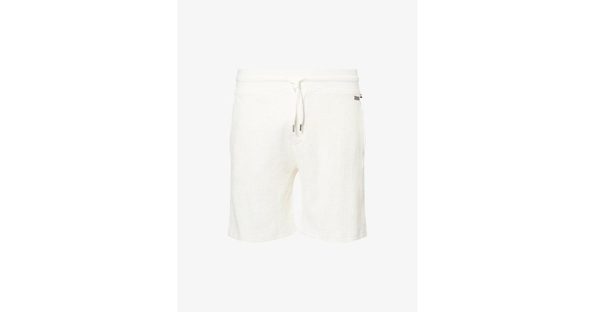BOSS Structure Waffle-Texture Cotton-Blend Shorts in White for Men | Lyst
