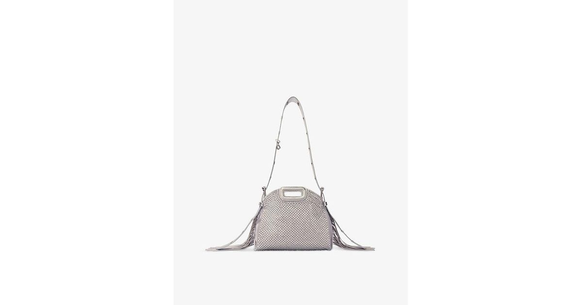 Maje Miss M Mini Crystal-Embellished Shoulder Bag in White | Lyst