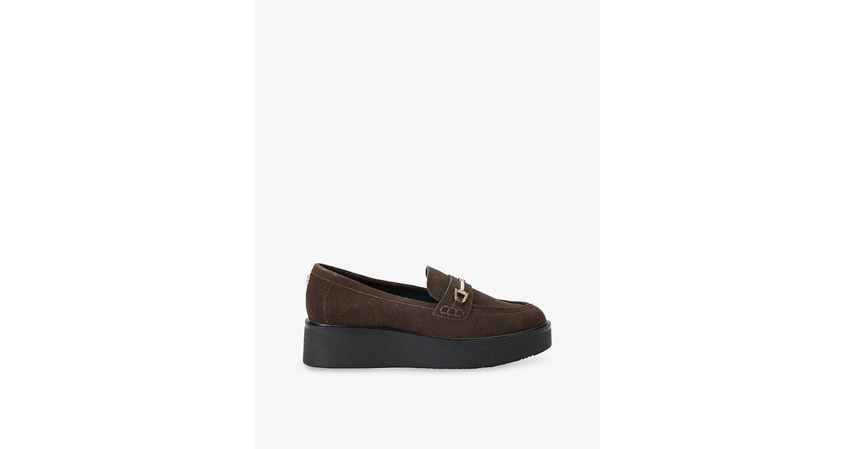 Carvela Kurt Geiger Vista Horsebit Suede Loafers in Black | Lyst UK