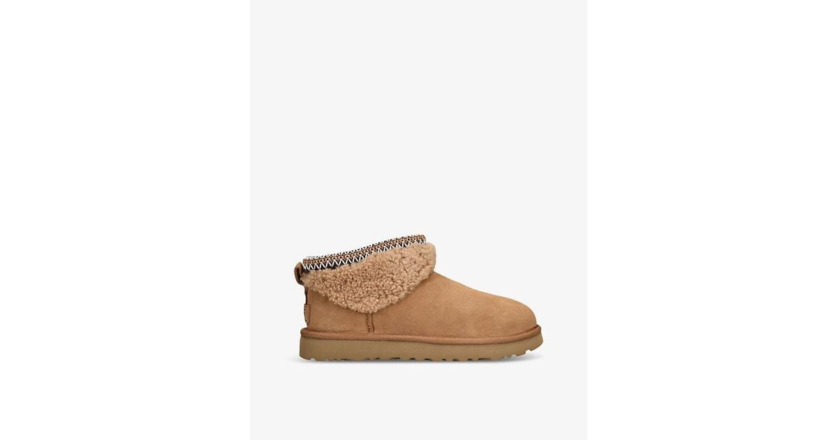 UGG Classic Ultra Mini Maxi Curly Sheepskin Boots in Brown | Lyst