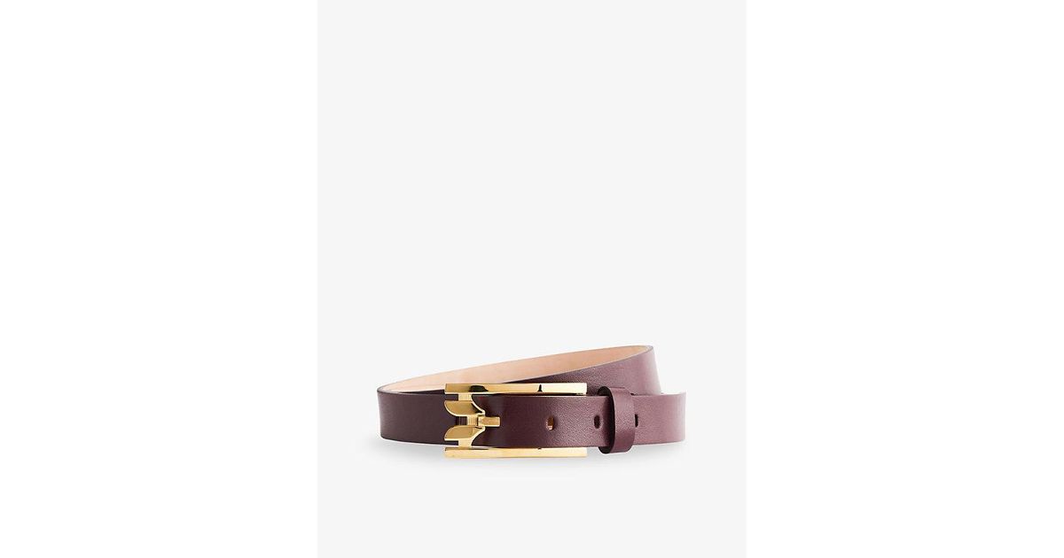 Victoria Beckham Curved Side Leather Belt in Pink | Lyst