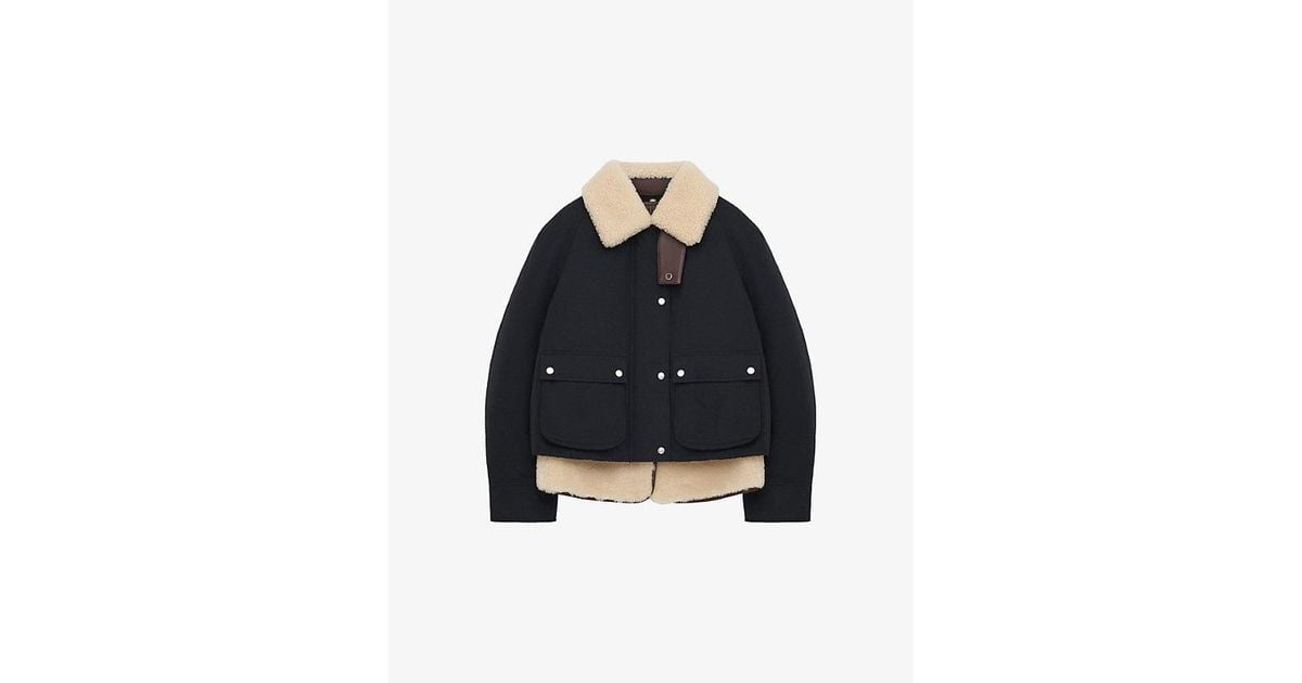 Loewe Layered Boxy-Fit Shearling-Cotton Blend Jacket in Blue | Lyst UK