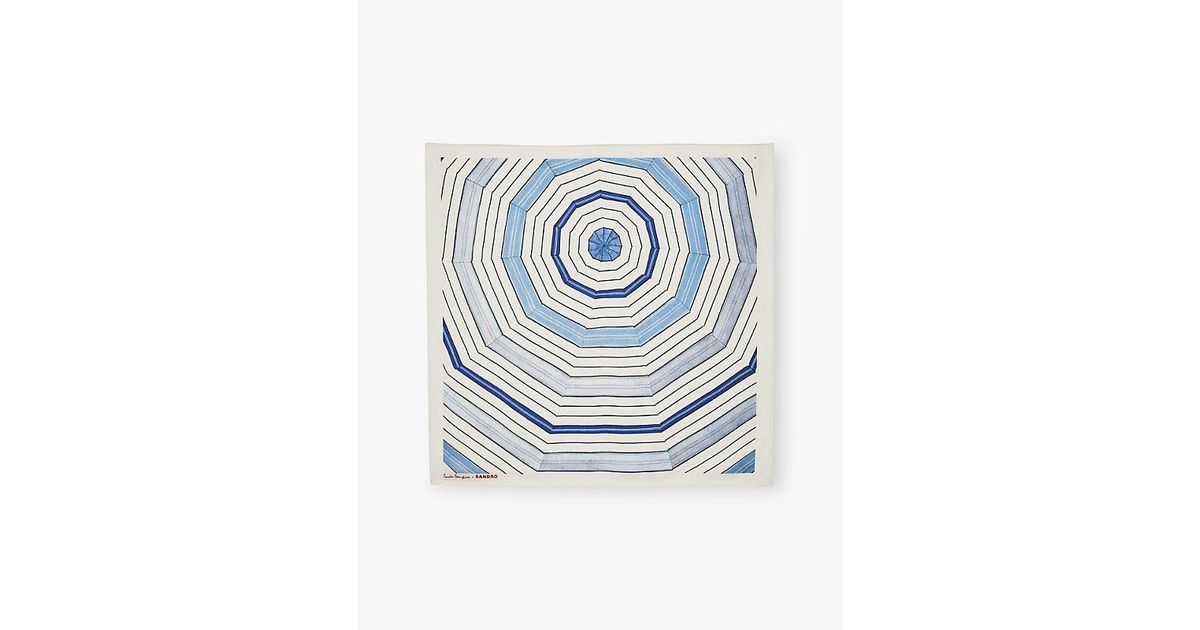 Sandro Spiral Square Silk Scarf in Blue | Lyst UK