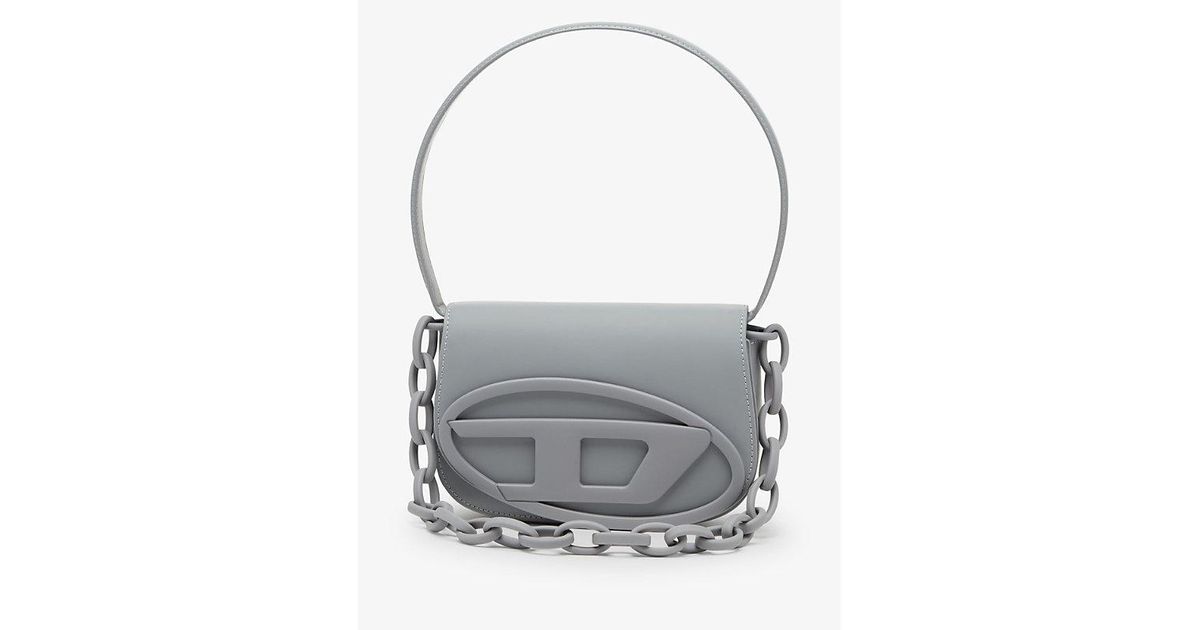 DIESEL 1dr Logo-plaque Rubberised Leather Shoulder Bag in Gray | Lyst