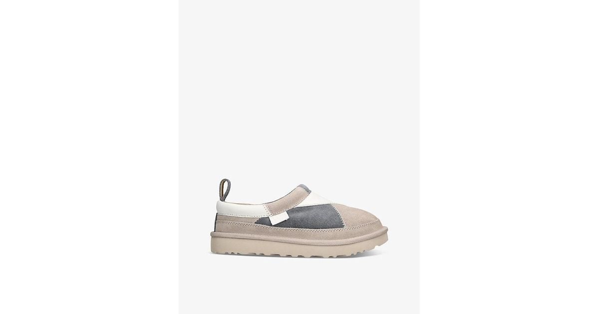 UGG Patchwork Tasman Shearling-Lined Suede Slippers in White | Lyst