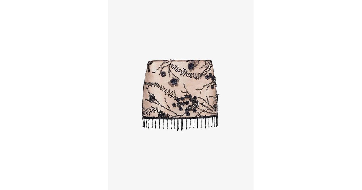 Jaded London Ellora Beads-And Sequin-Embellishment Woven Mini Skirt in ...