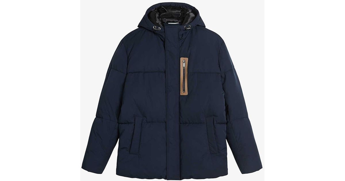 Ted Baker Kinmont Hooded Shell Puffer Jacket in Blue for Men | Lyst UK