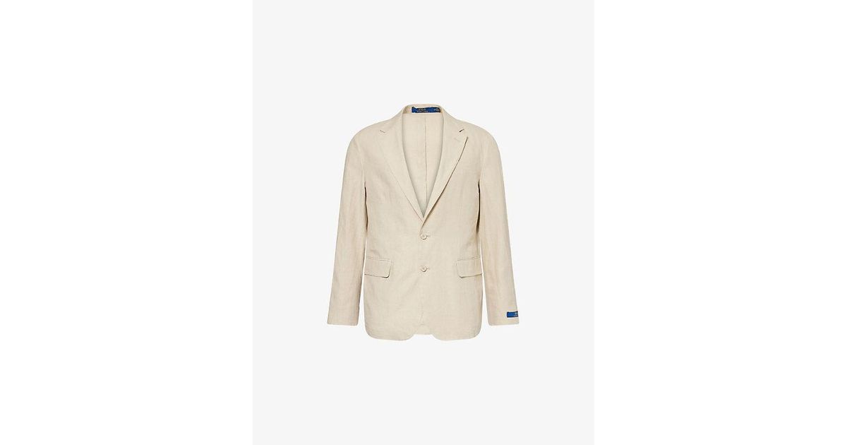 Polo Ralph Lauren Notched-Lapels Flap-Pockets Linen Suit Jacket in ...