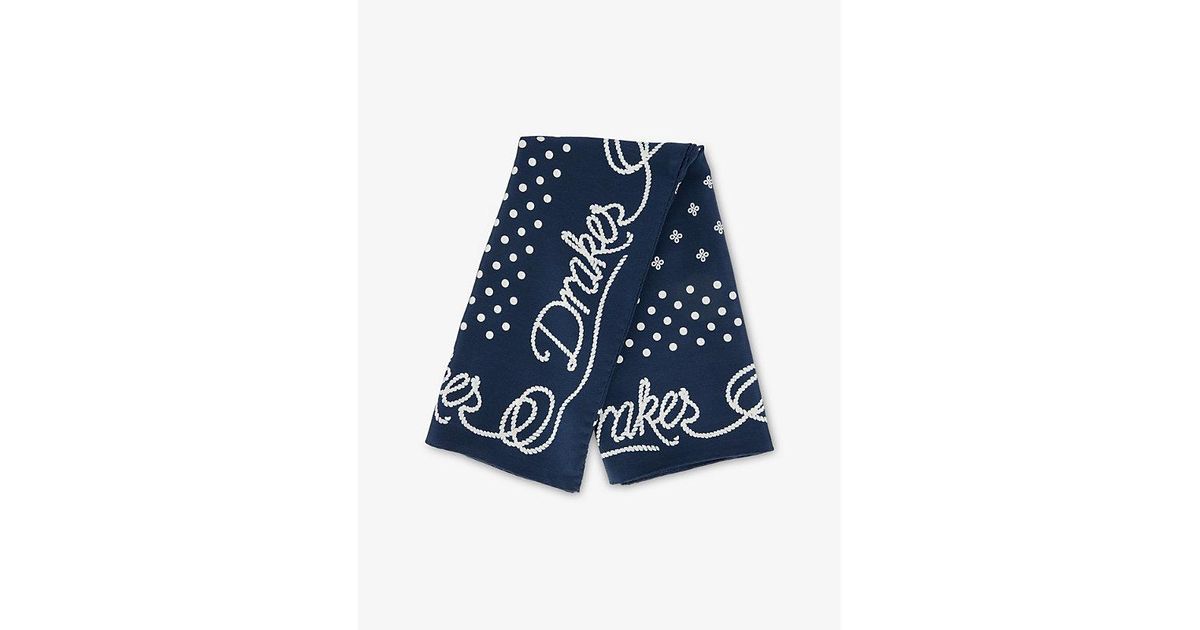 Drake's Rope Border Polka-Dot Silk Bandana in Blue for Men | Lyst