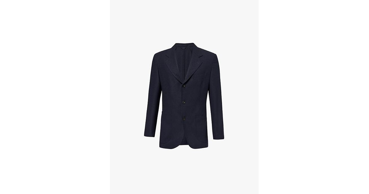 Drake's Tropic Single-Breasted Regular-Fit Wool Blazer in Blue for Men ...