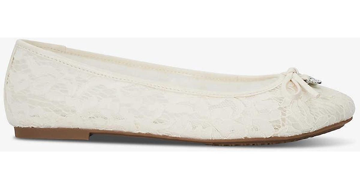 Dune Bridal Heartstring Lace Ballet Flats in White | Lyst