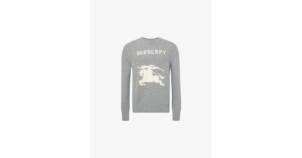Burberry Logo-Embroidered Crew-Neck Wool And Cashmere-Blend Jumper in ...