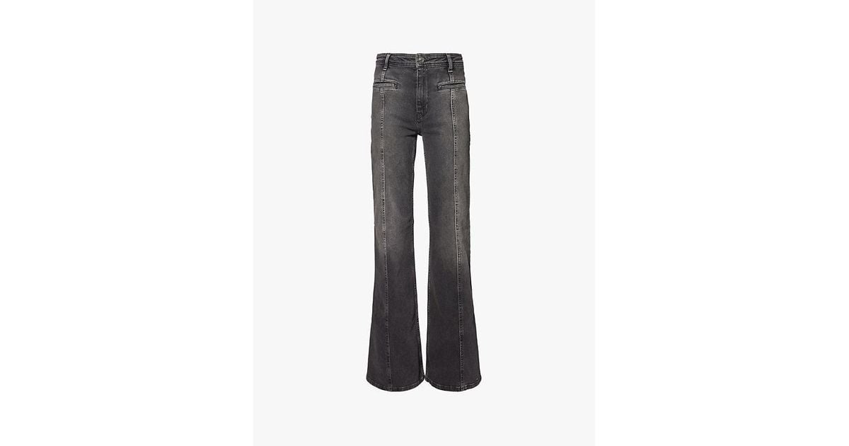 Free People Firecracker Slim-Fit Flared Stretch-Denim Jeans in Gray | Lyst