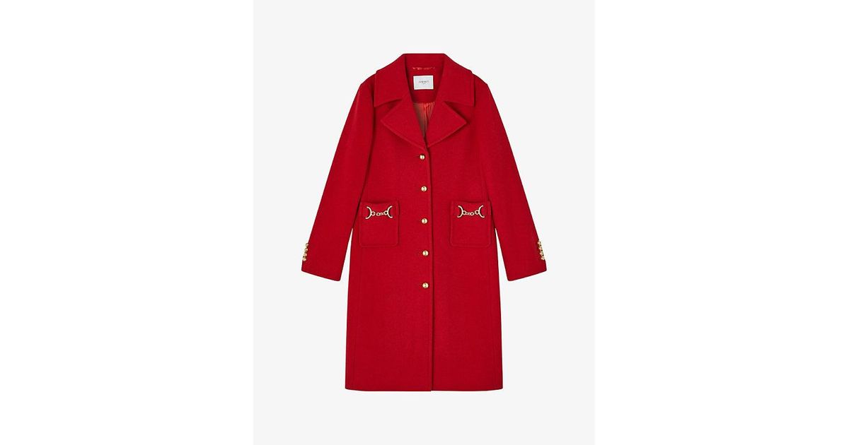 LK Bennett Spencer Snaffle-Embellished Wool-Blend Coat in Red | Lyst