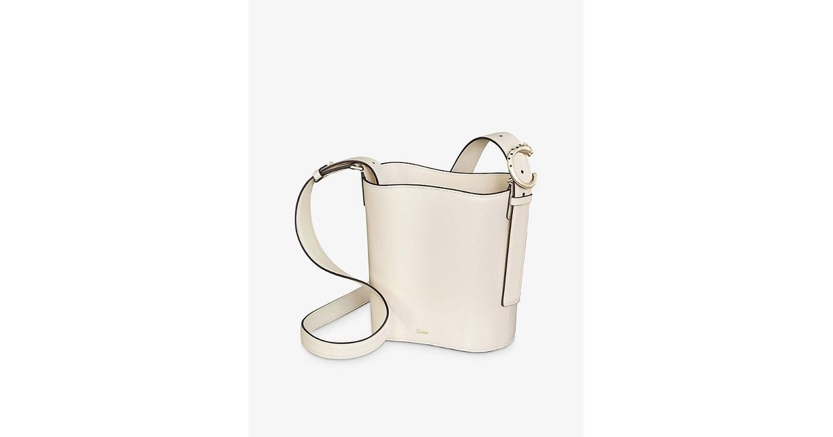 Cartier Panthère De Mini Leather Cross-Body Bag in White | Lyst