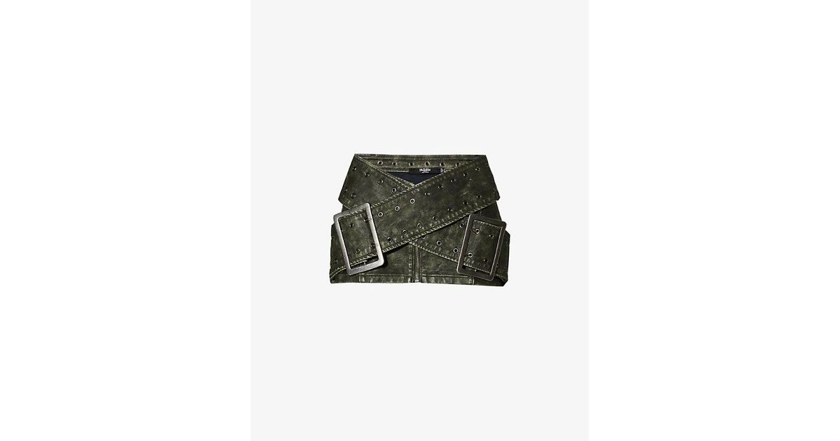 Jaded London Assassin Front-buckle Woven Mini Skirt in Green | Lyst
