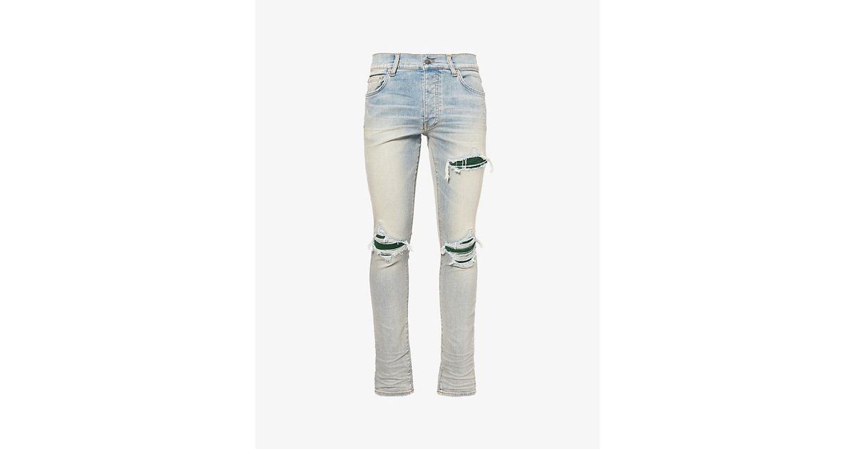 Amiri Suede Mx1 Ribbed-Panel Slim-Leg Denim Jeans in Blue for Men | Lyst
