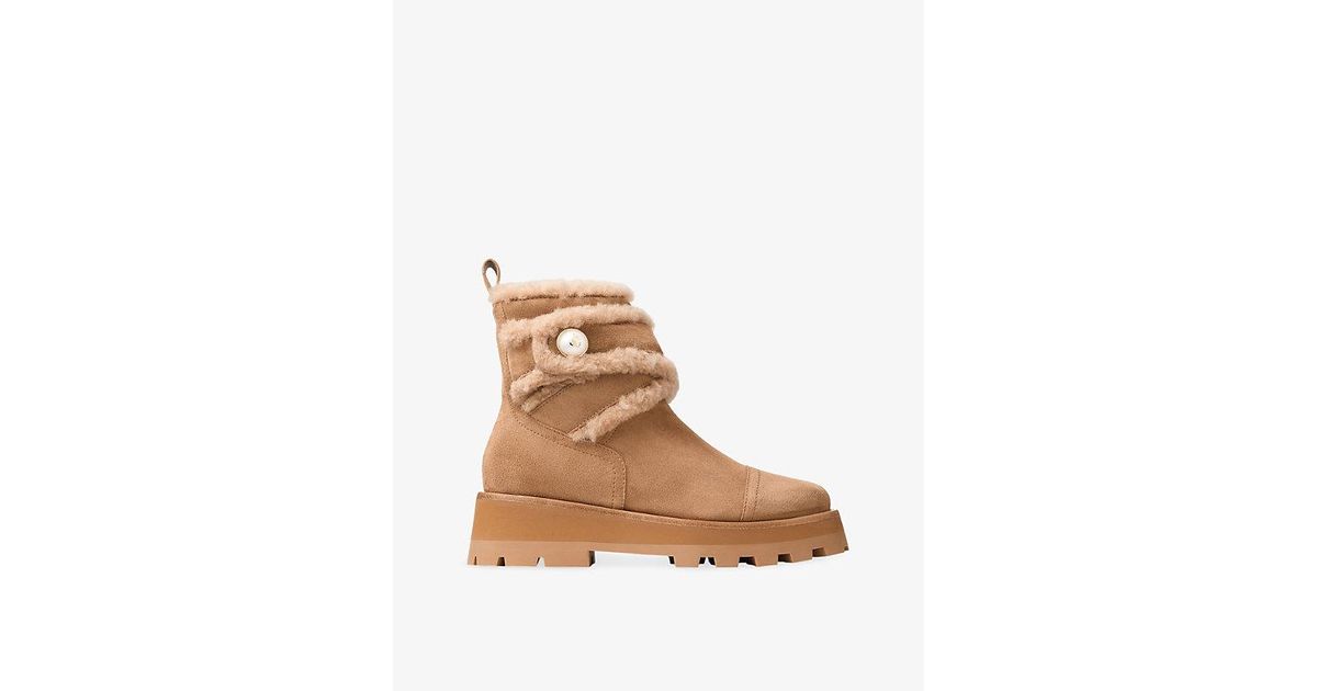 Jimmy Choo Meena Suede Shearling Boots in Brown | Lyst