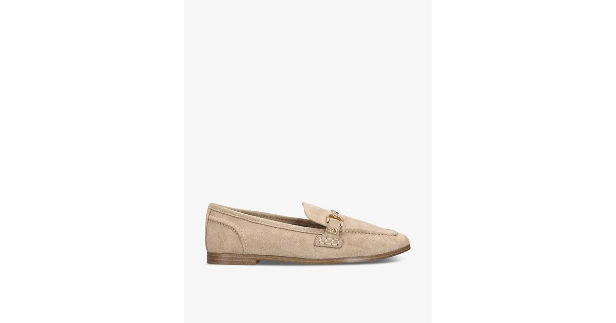 KG by Kurt Geiger Madeline Horse Bit Chain Suede Loafers in Natural | Lyst