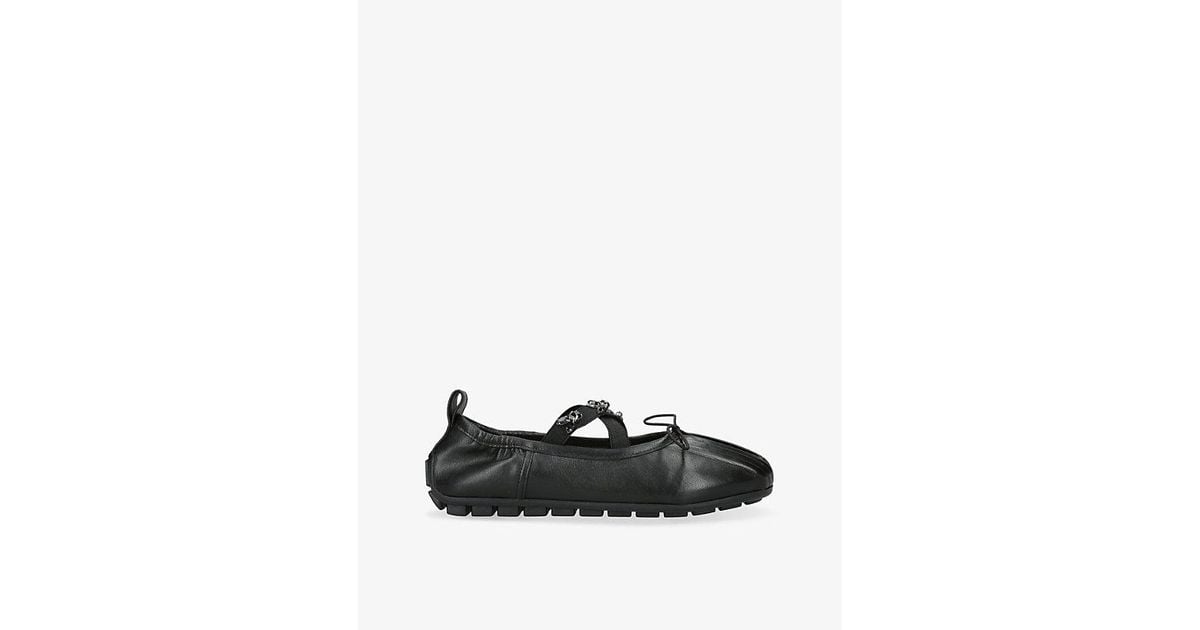 Simone Rocha Embellished-Strap Leather Ballet Flats in Black | Lyst