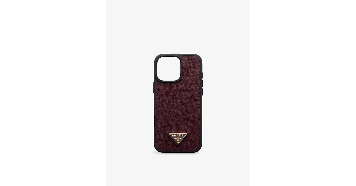 Prada Logo-Plaque Saffiano Leather Iphone 16 Pro Case in Purple | Lyst UK