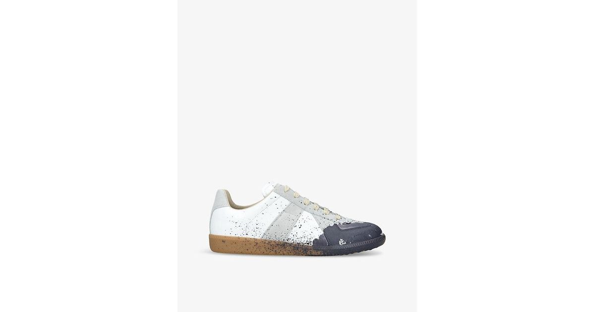 Maison Margiela Oth Replica Paint Leather Low-Top Trainers in White for ...