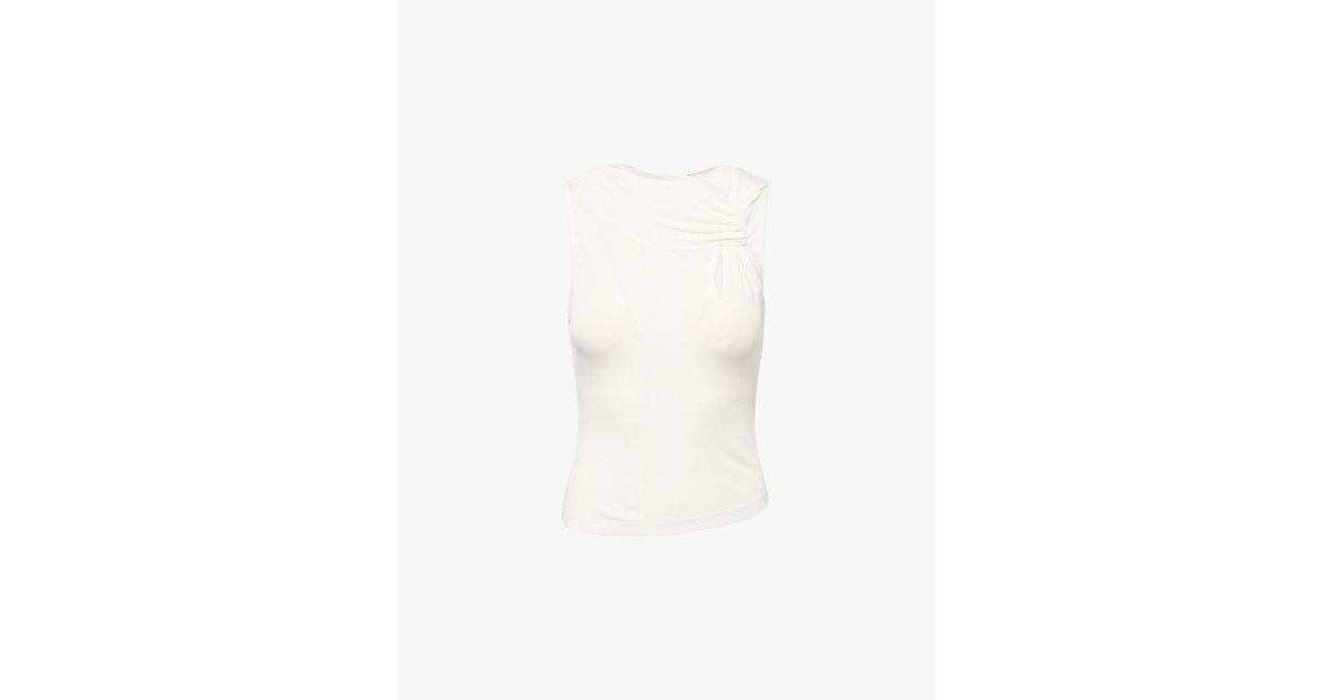 Christopher Esber Tension Draped Rib Knitted Tank Top in White | Lyst