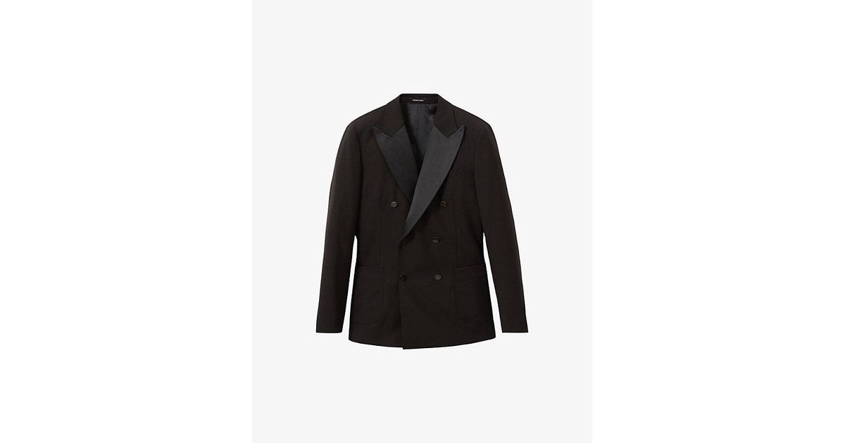 Reiss Shadow Double-Breasted Wool Tuxedo Jacket in Black for Men | Lyst