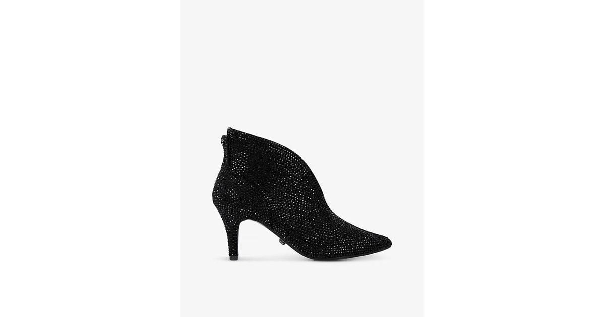 Carvela Kurt Geiger Comb Flute Crystal-Embellished Heeled Faux-Leather ...