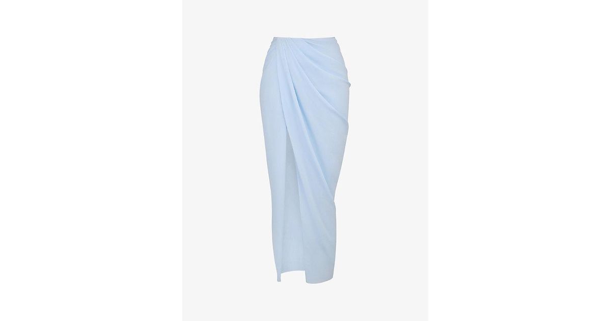House Of Cb Vesper Floral-Print Stretch-Woven Maxi Skirt in Blue | Lyst UK