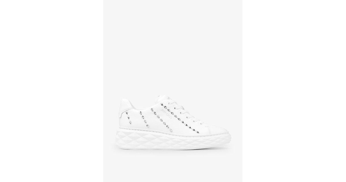Jimmy Choo Diamond Light Maxi Leather Low-top Trainers in White | Lyst