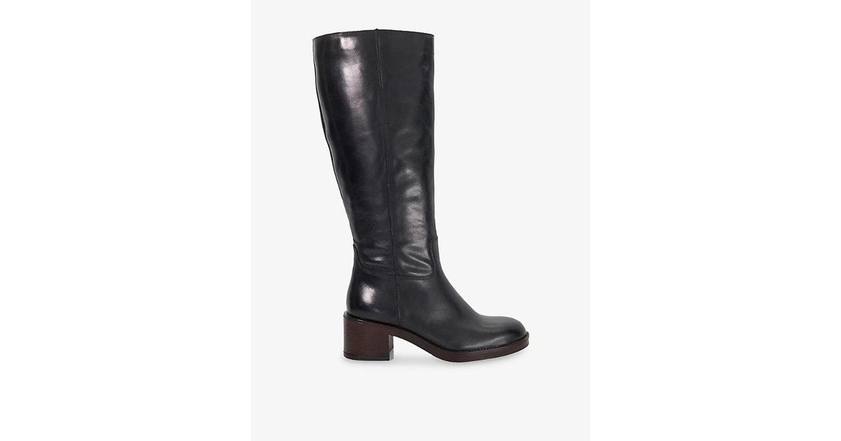 Dune Tammies Leather Heeled Knee-High Boots in Black | Lyst UK