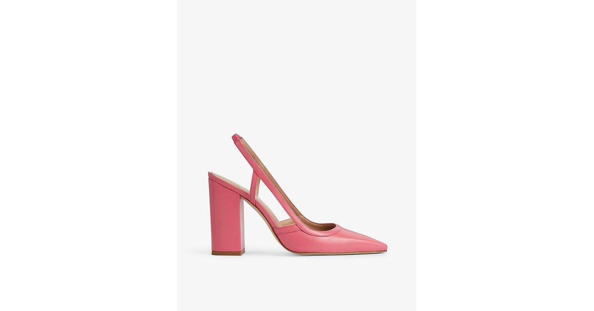 Lk Bennett Etta Pointed Toe Block Heel Leather Slingbacks In Pink Lyst