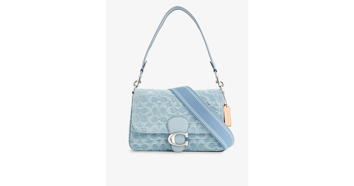 COACH Tabby Logo-embossed Denim Shoulder Bag in Blue | Lyst Canada
