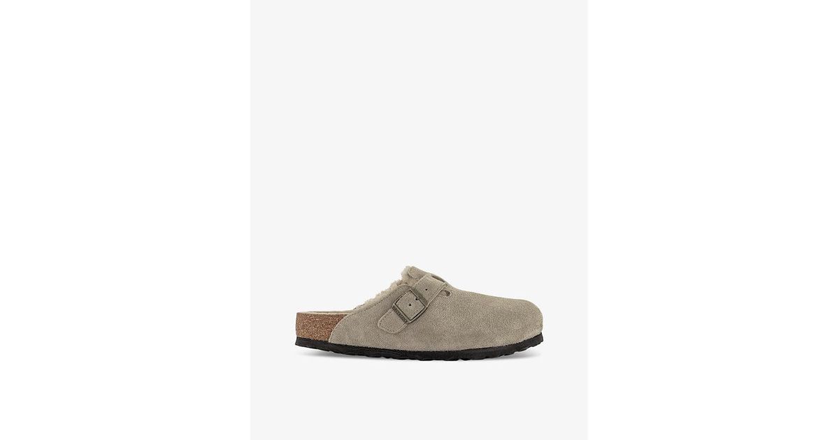 Birkenstock Boston Shearling-Lined Suede Clogs in Brown | Lyst