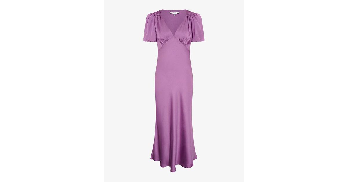 OMNES Rosie Puff-Sleeve Recycled-Polyester Satin Maxi Dress in Purple ...