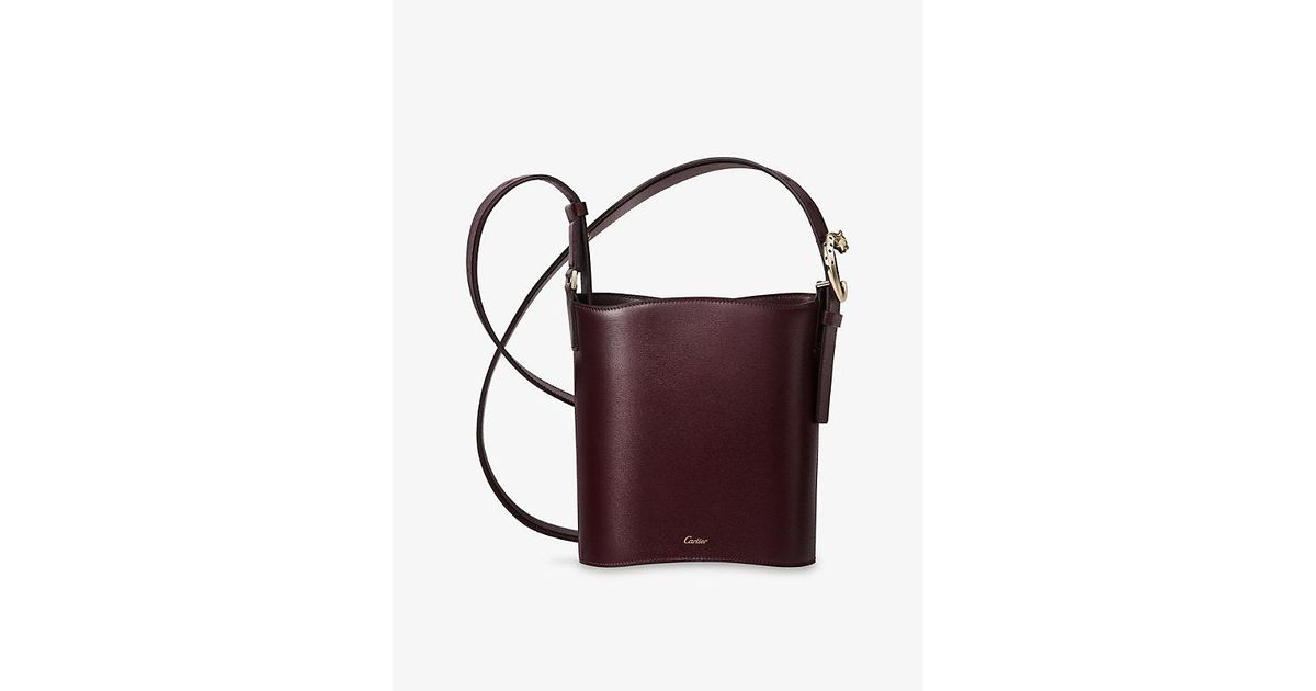 Cartier Panthère De Mini Leather Bucket Bag in Red | Lyst
