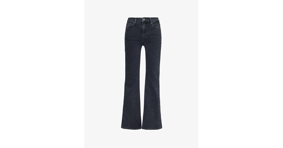 FRAME Le Easy High-Rise Flared Stretch-Denim Jeans in Blue | Lyst