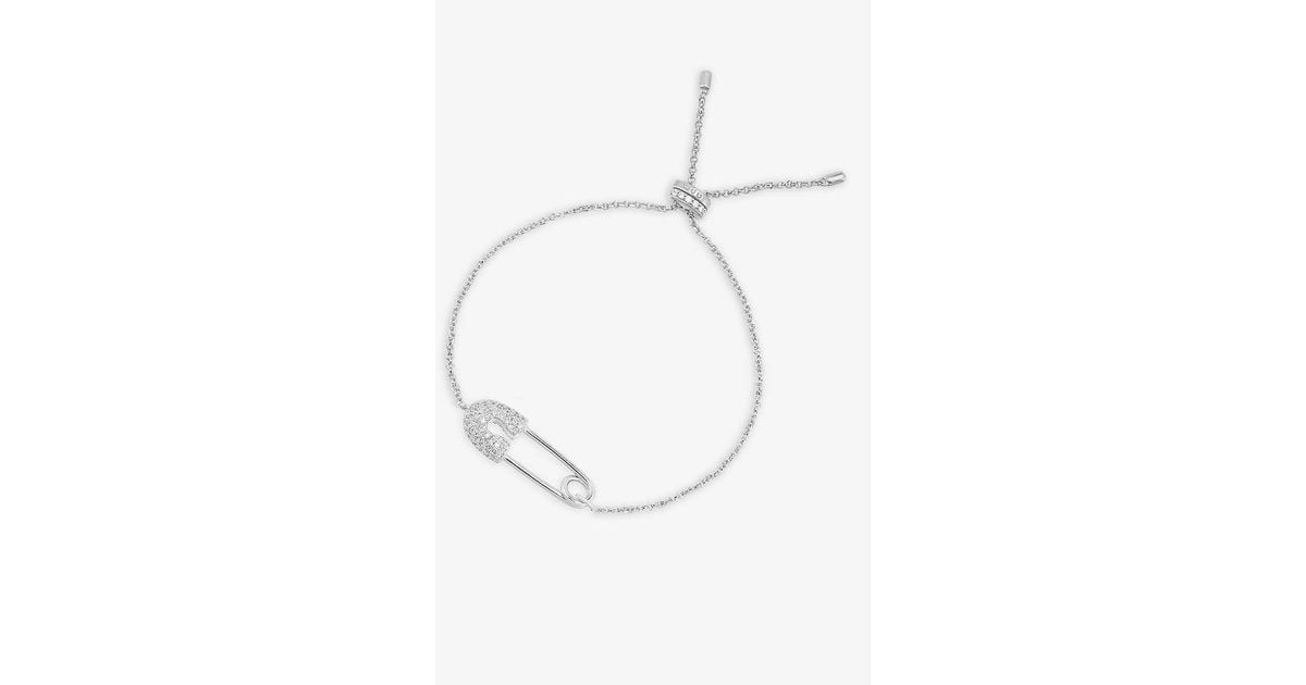 Apm Monaco Safety Pin Sterling- And Zirconia Bracelet in White | Lyst