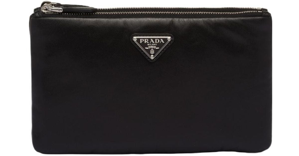 Prada Triangle-Logo Dividable Pouch in Black | Lyst