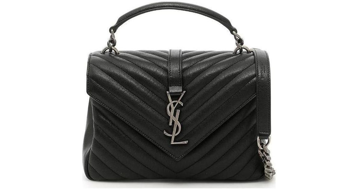 Saint Laurent College Medium Leather Shoulder Bag in Black | Lyst