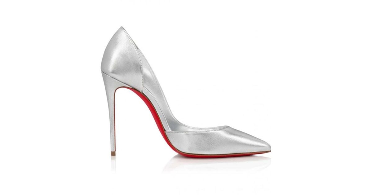 Christian Louboutin Iriza Metallic 100Mm Heel Pumps in White | Lyst