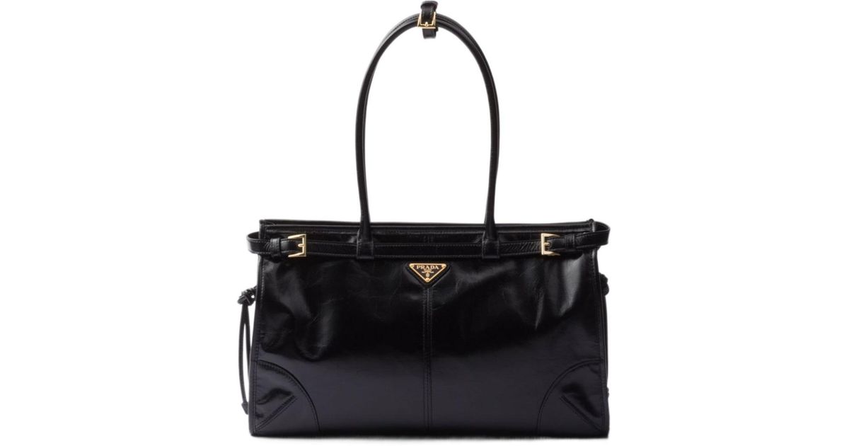 Prada Logo Handbag in Black | Lyst