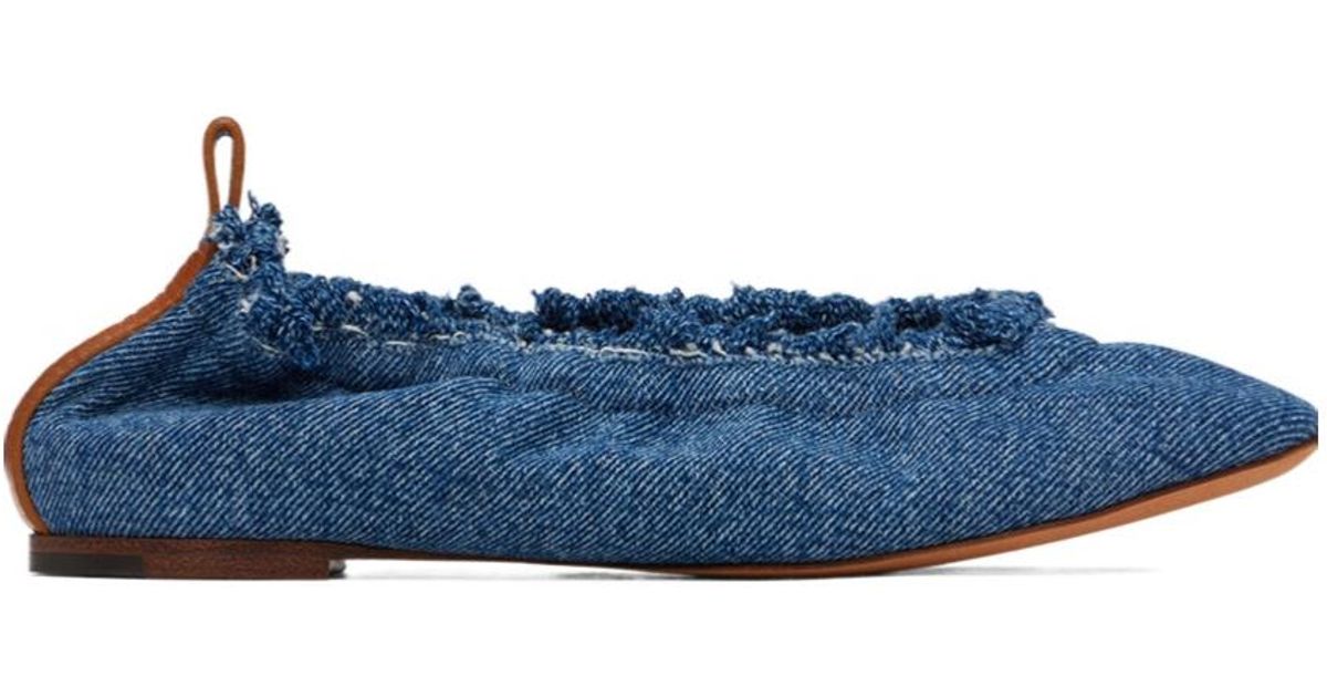 Lanvin Logo Lifting Ring Ballet Shoes in Blue | Lyst