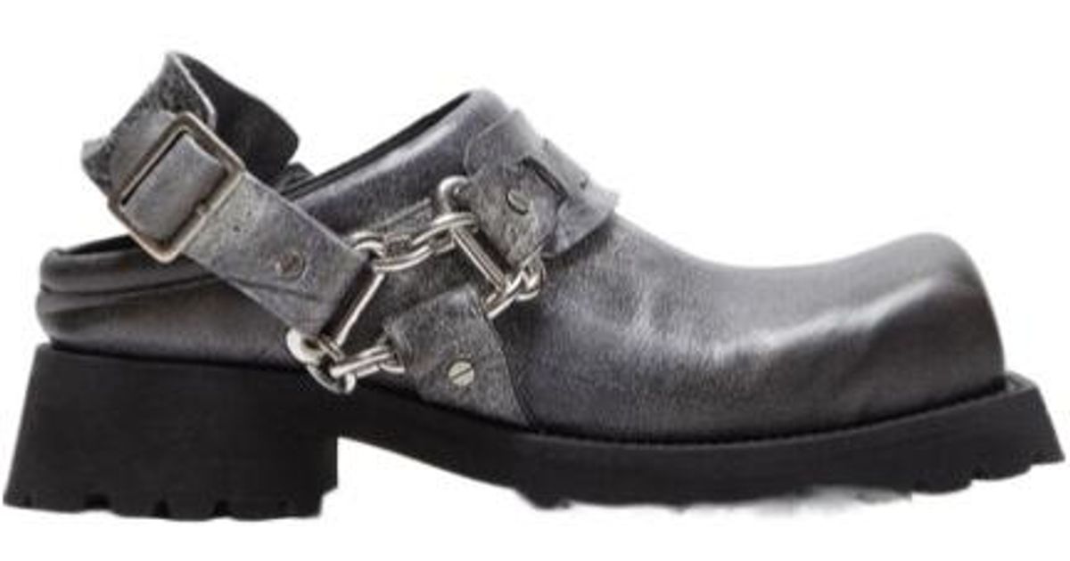 Acne Studios 45Mm Leather Harness Mules in Gray for Men | Lyst