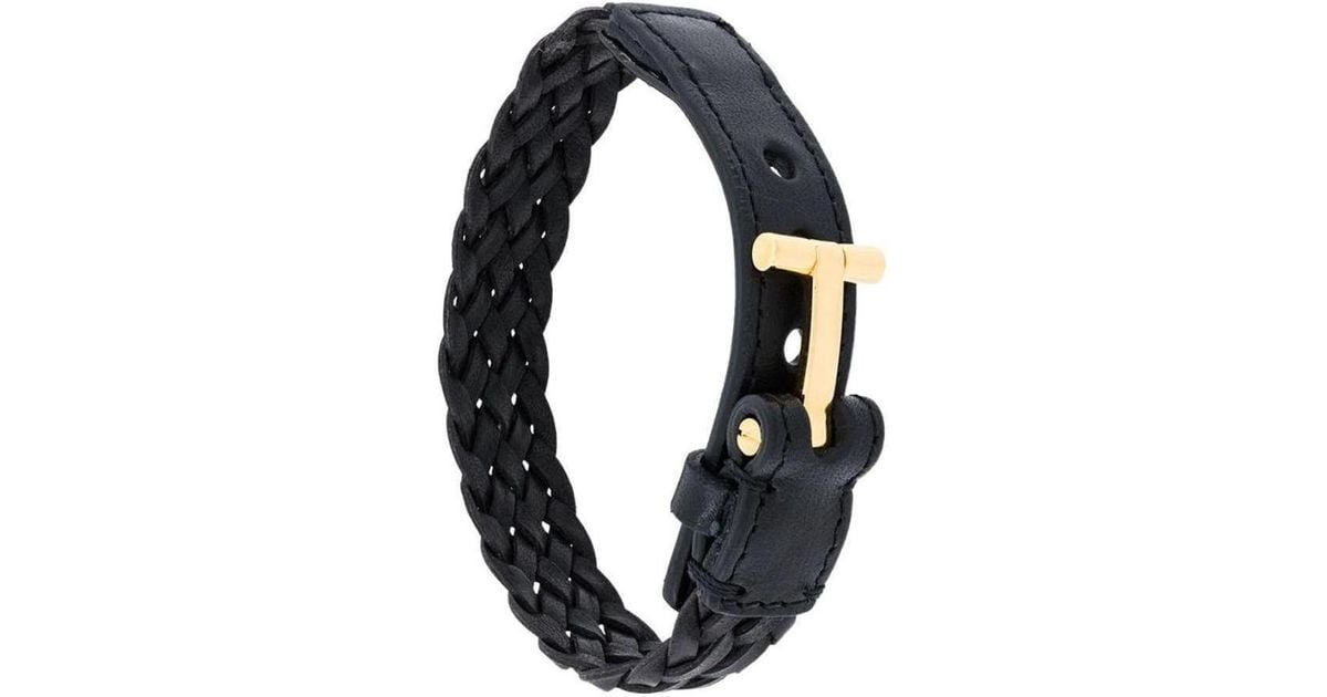 Tom Ford Logo Plaque Braided Bracelet in Black for Men | Lyst