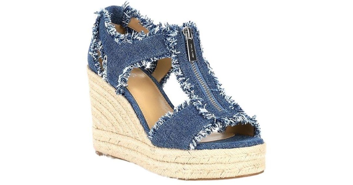 Michael Kors Cowboy Heel Sandals in Blue | Lyst