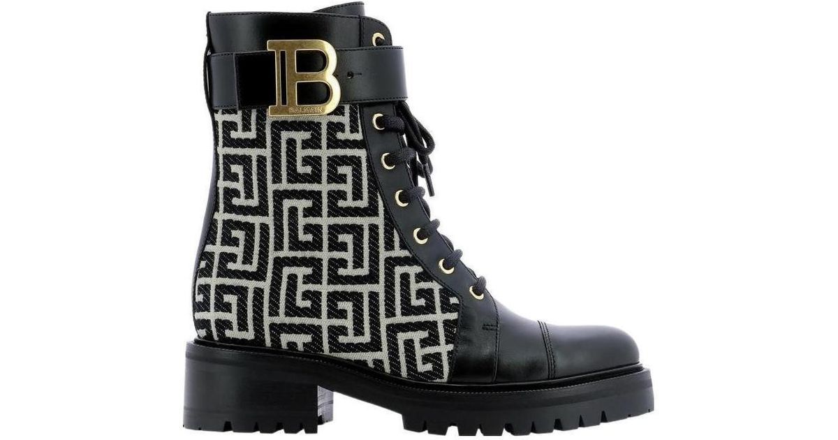 Balmain Bicolor Jacquard Ranger Romy Ankle Boots in Black | Lyst