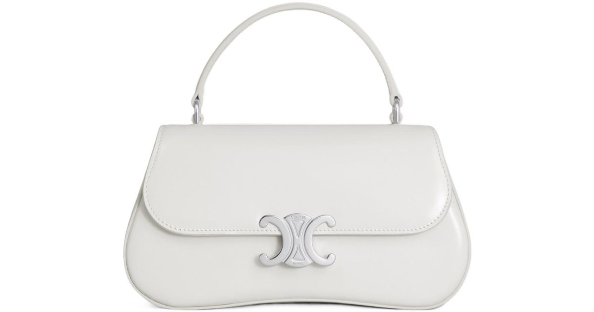 Celine Lola Logo Crossbody Bag in White | Lyst